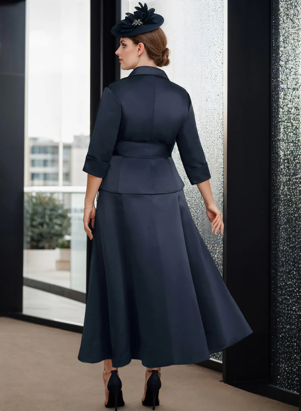 A-line/Princess V-neck satin mother of the bride dress – JiMiss Dresses