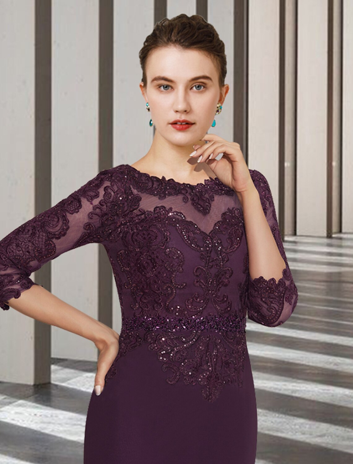 Two Piece A Line Mother Of The Bride Dress Church Elegant Jewel Neck K