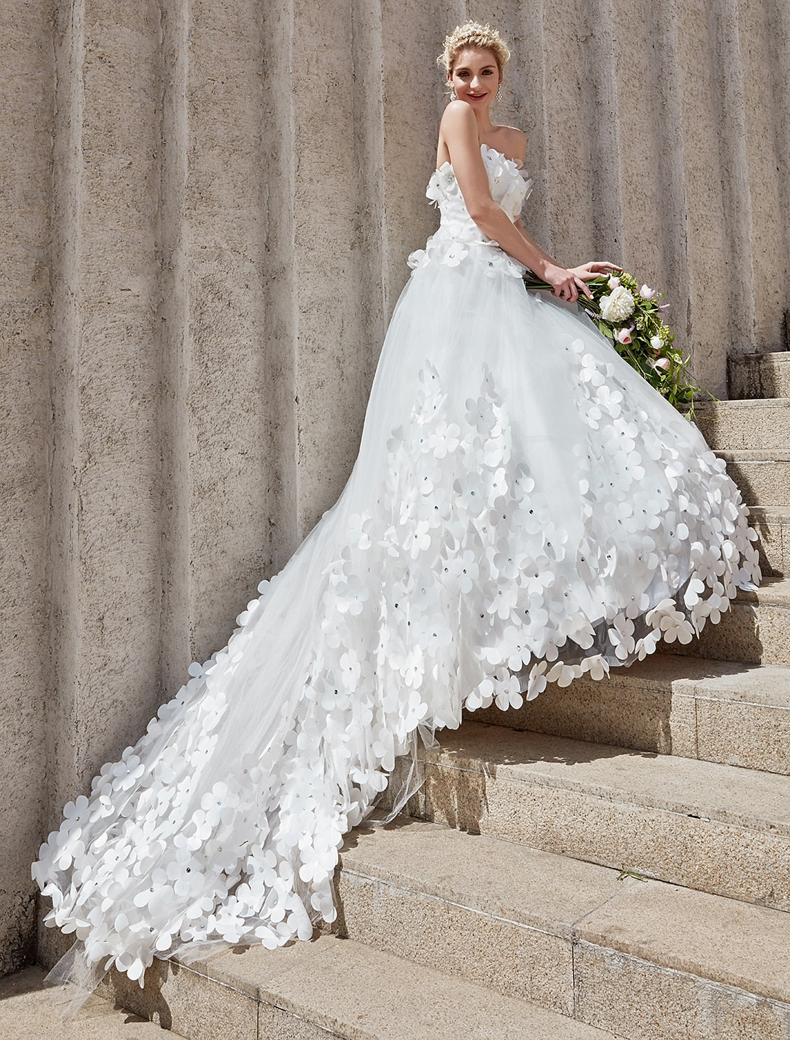 Engagement Open Back Formal Wedding Dresses Ball Gown Square Neck Stra ...